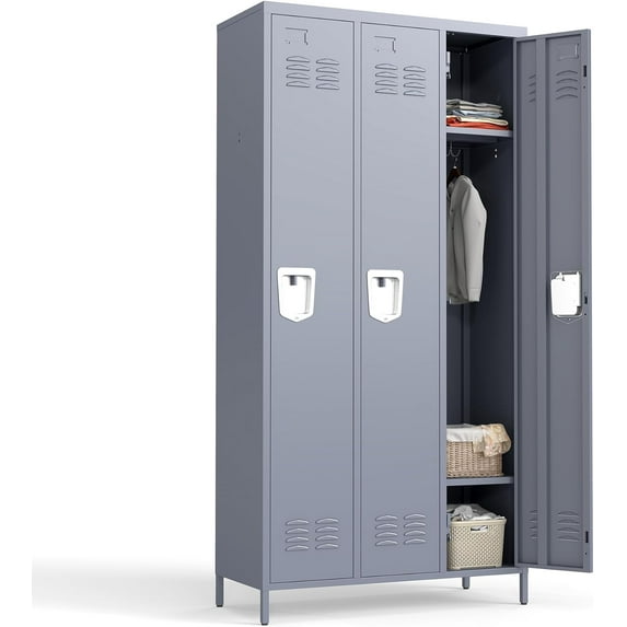 3 Doors Metal Lockers for Employees 71" H Storage Cabinet Lockable ...