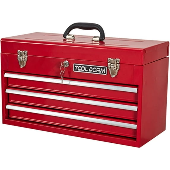 3 Drawer 20.3“ Metal Tool Box Portable Steel Tool Chest with Metal ...