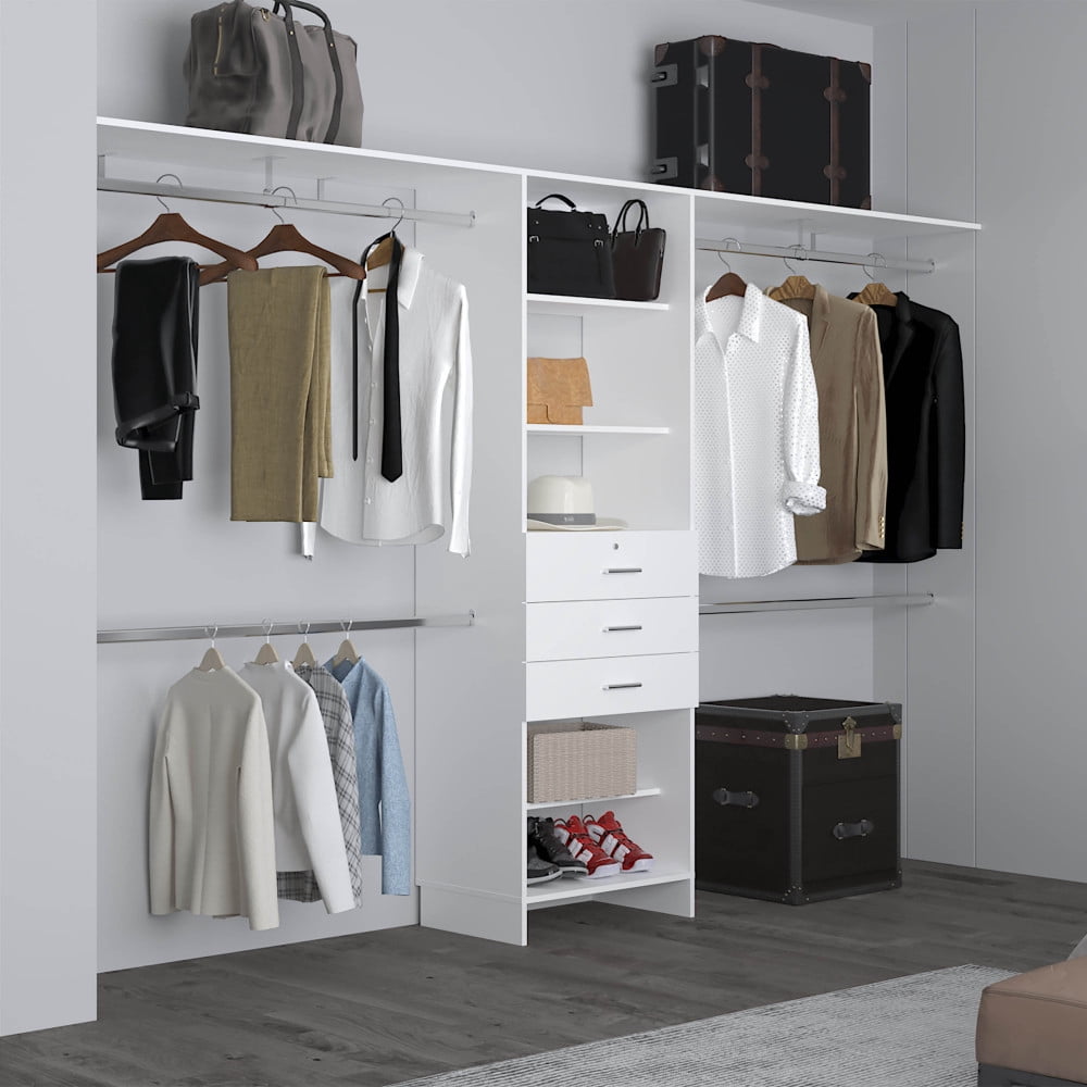 3-Drawer & 5-Shelf Closet Organizer System | Space-Saving Wood Storage ...