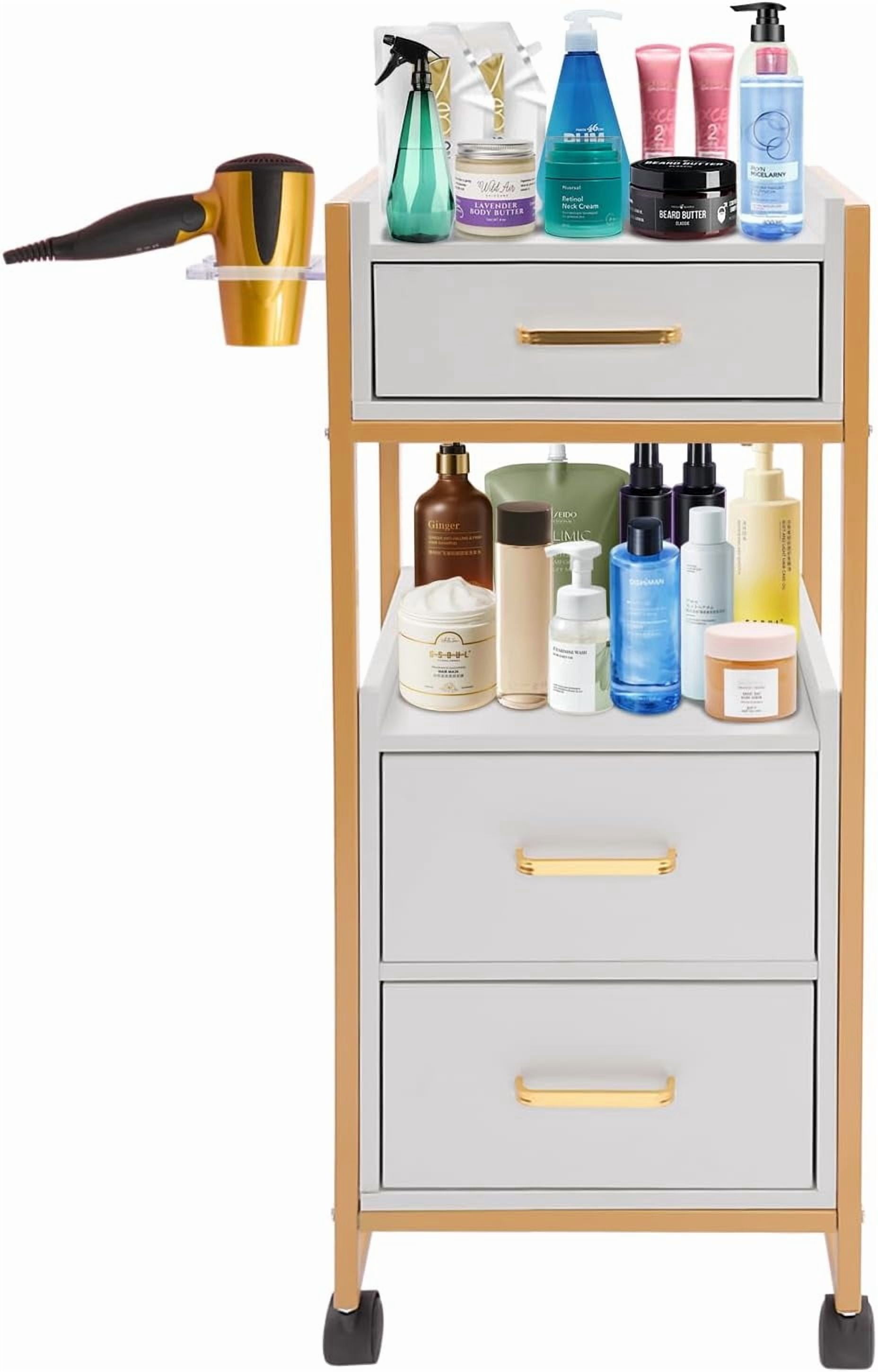 3-Drawer Barber Cabinet Storage Station, Beauty Salon Makeup Storage ...
