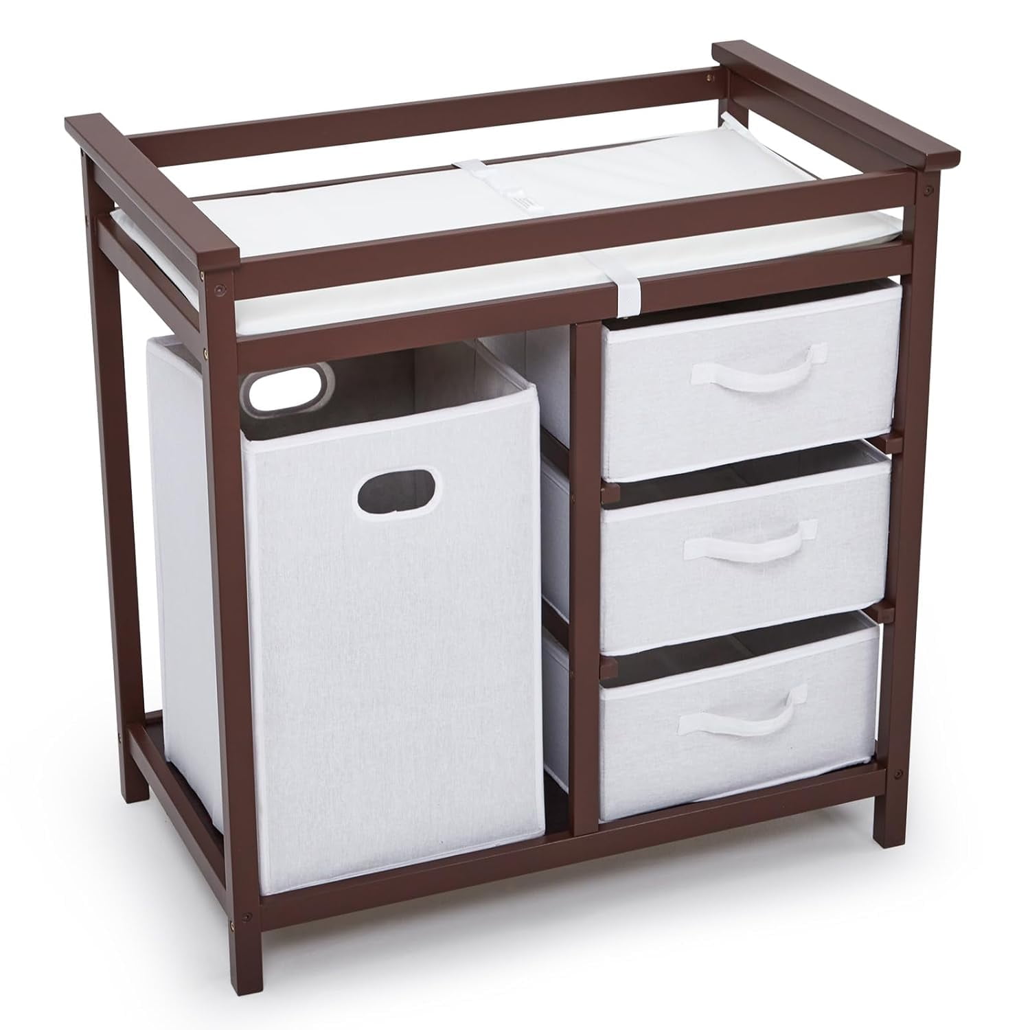 Walmart Wooden Baby Changer Table with 3 Drawer Basket, Changing Pad ...
