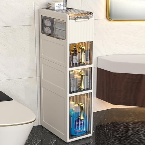 3 Drawer Bathroom Plastic Floor Cabinet,4-Tier Narrow Slim Storage ...