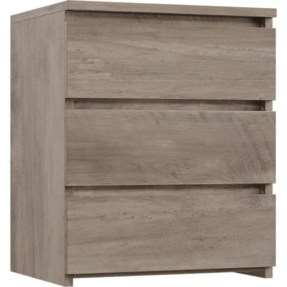 3 Drawer Black Nightstand with Cut Out Handle 17.7Wx15Dx21.7H Bedside ...