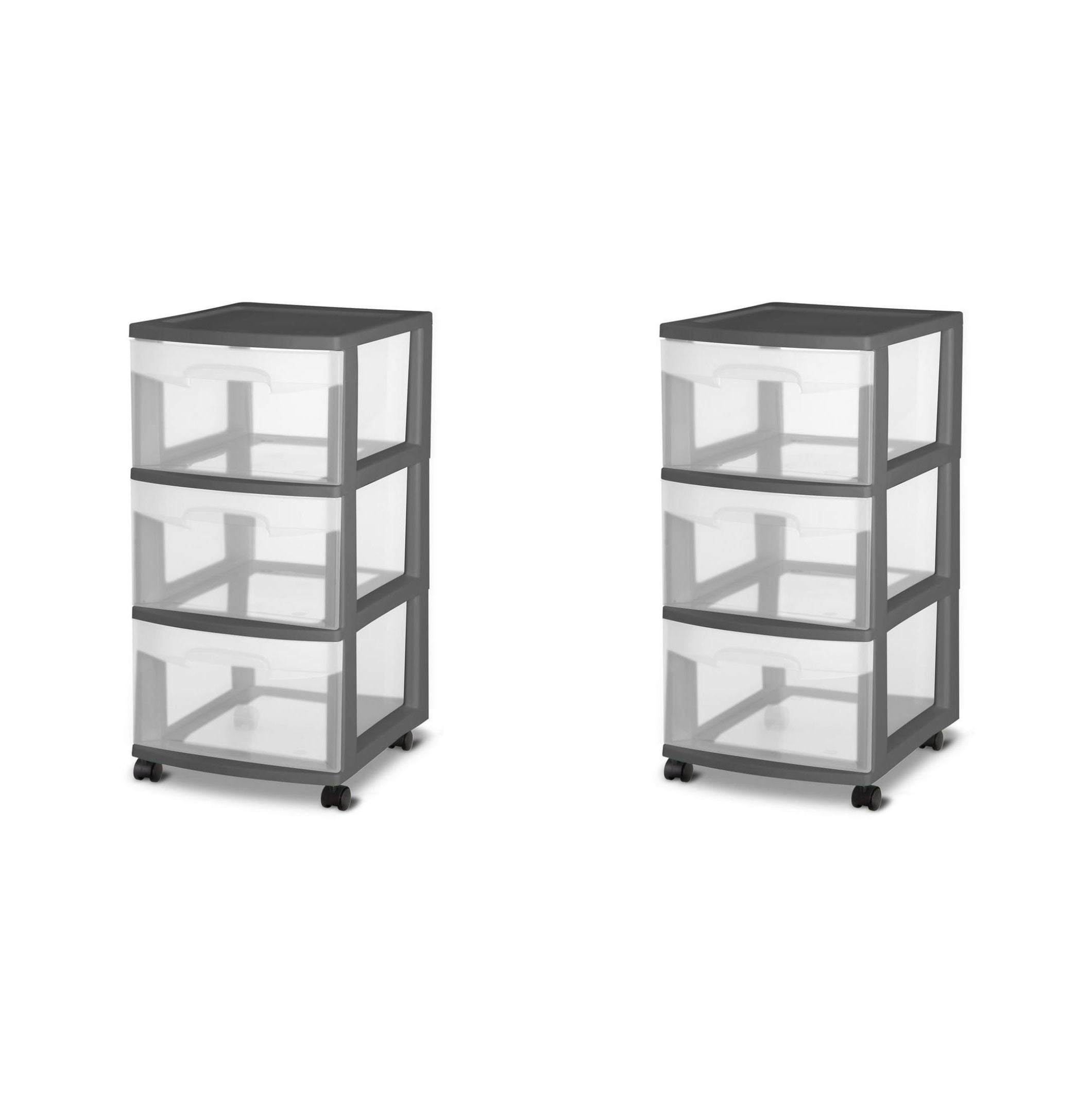 3 Drawer Cart Plastic, Gray Flannel, Set of 2 - Walmart.com
