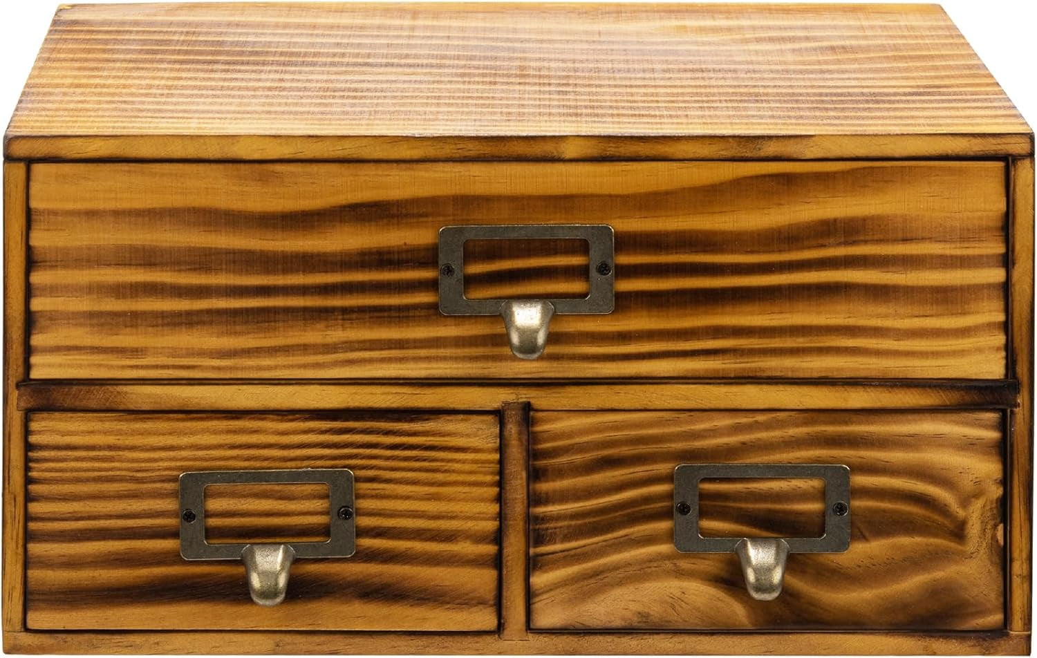 3-Drawer Charred Ebony Wood Desktop Cabinet - Classic Brown Desktop ...