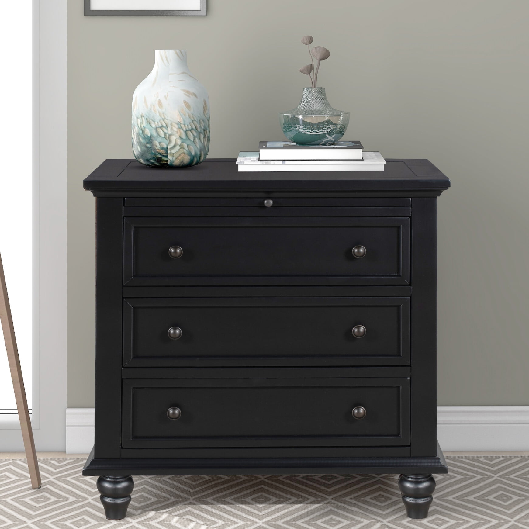 3-Drawer Chest with Pull out Tray, Wood Storage Dresser File Cabinet ...