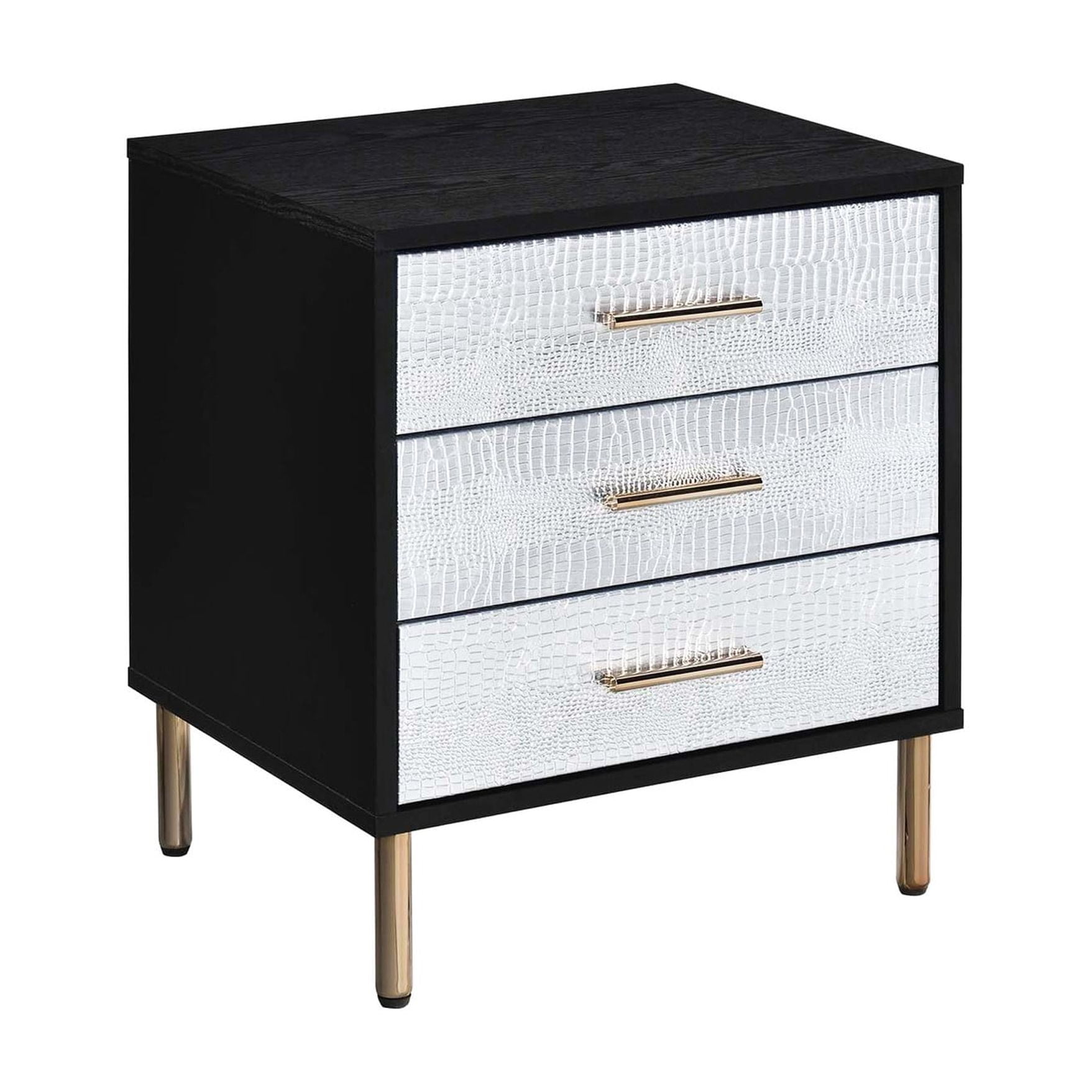 3 - Drawer Design with Metal Glide - Faux Crocodile Print - Bedroom ...