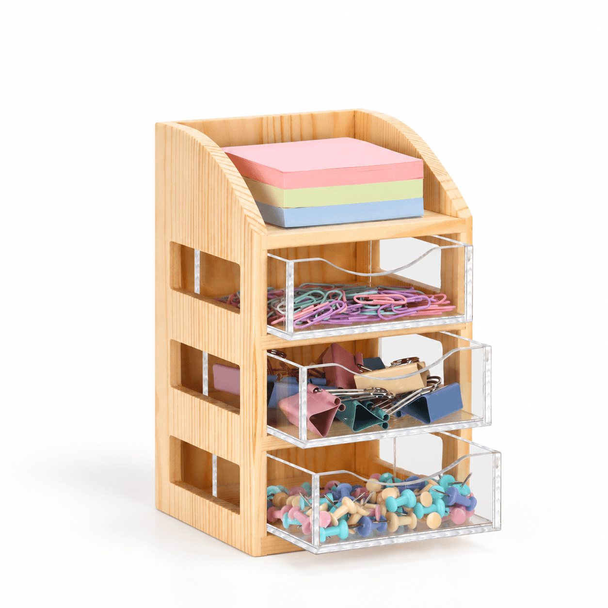 3 Drawer Desktop Accessory Storsticky Note Holder With Drawersr It Wood ...