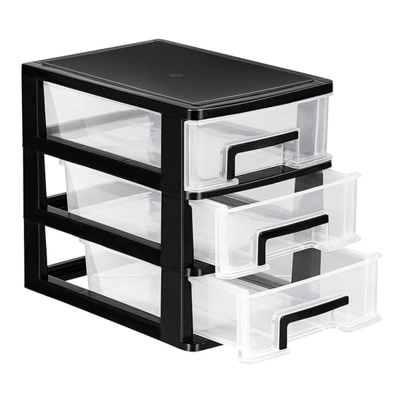 3 Drawer Desktop Storage Organizer,Plastic Containers Storage Organizer ...