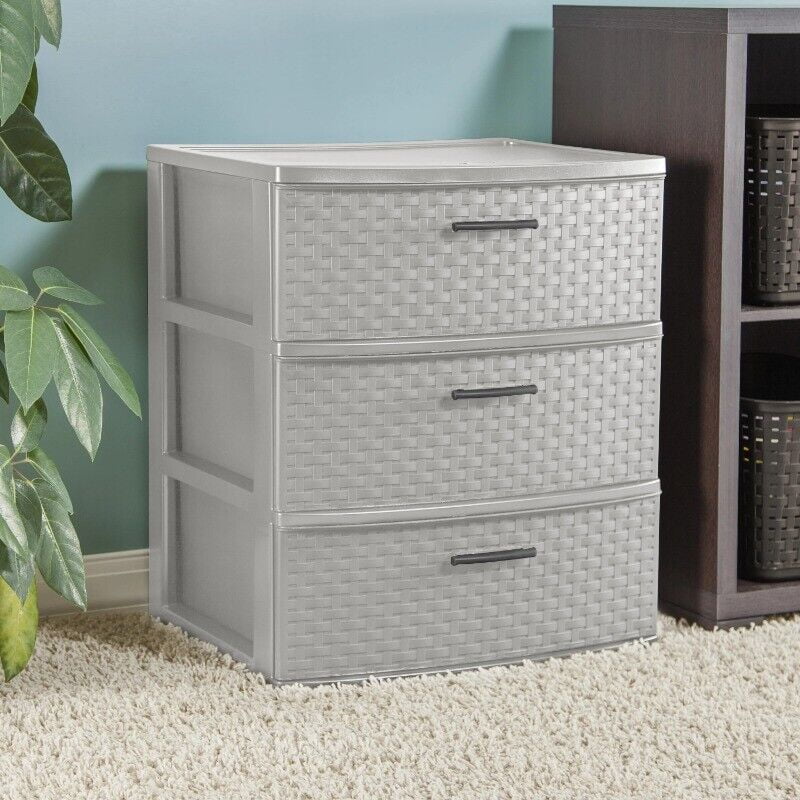 3 Drawer Drawers Wide Weave Tower BPA-free Plastic Lightweight ...