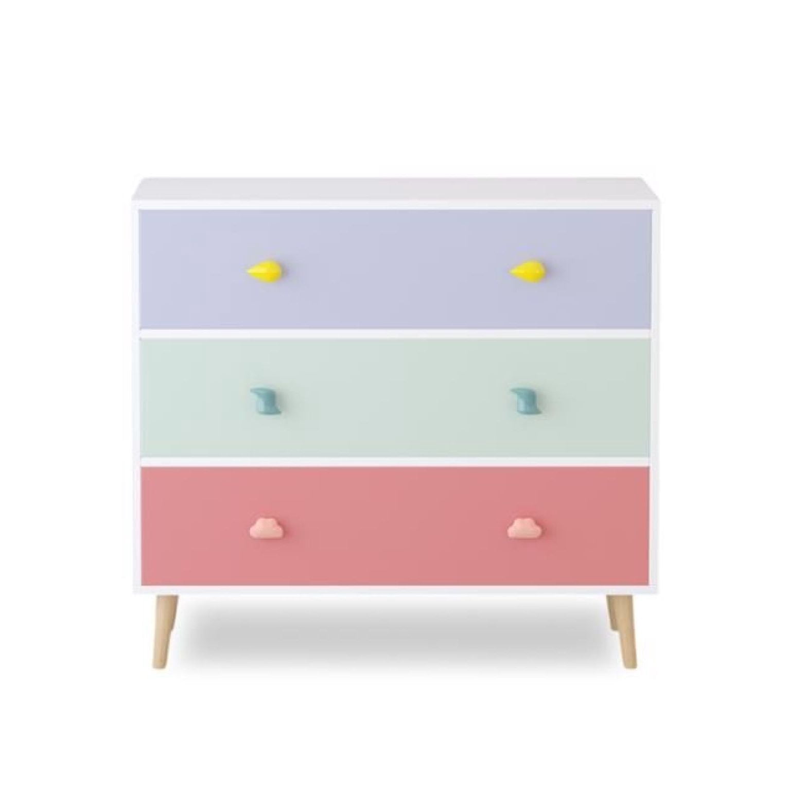 3 Drawer Dresser Baby Nightstand - Colorful Wood Storage Cabinet for ...