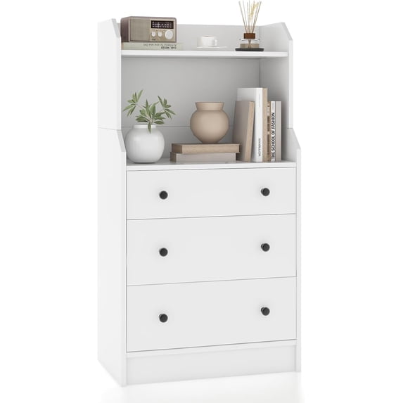 3 Drawer Dresser for Bedroom, Modern Chest of Drawers with Shelf ...