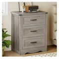 3-Drawer Dresser for Bedroom, Small Wooden Chest of Drawers with Metal ...