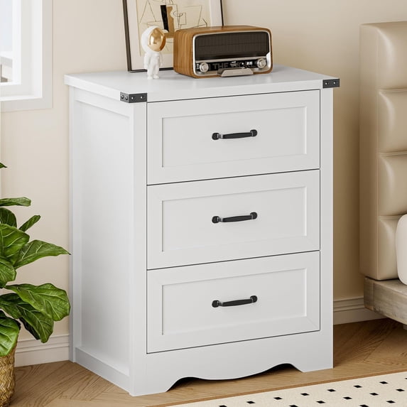 3-Drawer Dresser for Bedroom, Small Wooden Chest of Drawers with Metal ...