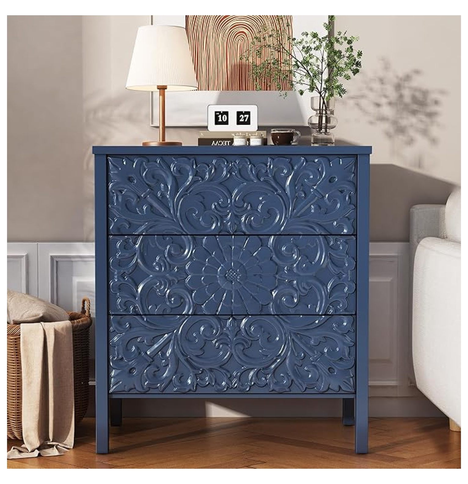 3-Drawer Dresser Chest, Modern Wooden Flower Dresser, Wide Storage ...