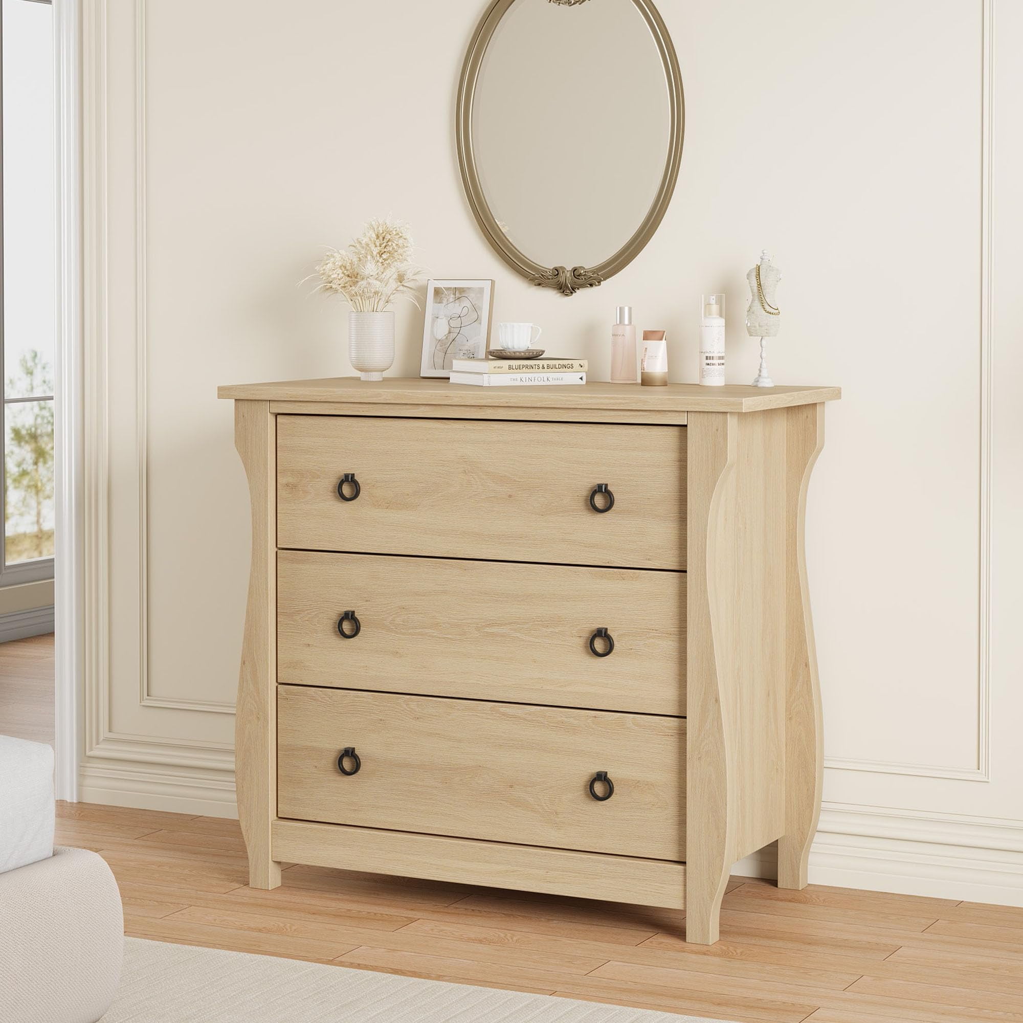 3 Drawer Dresser, Modern Dresser for Bedroom, White Chest of Drawer ...