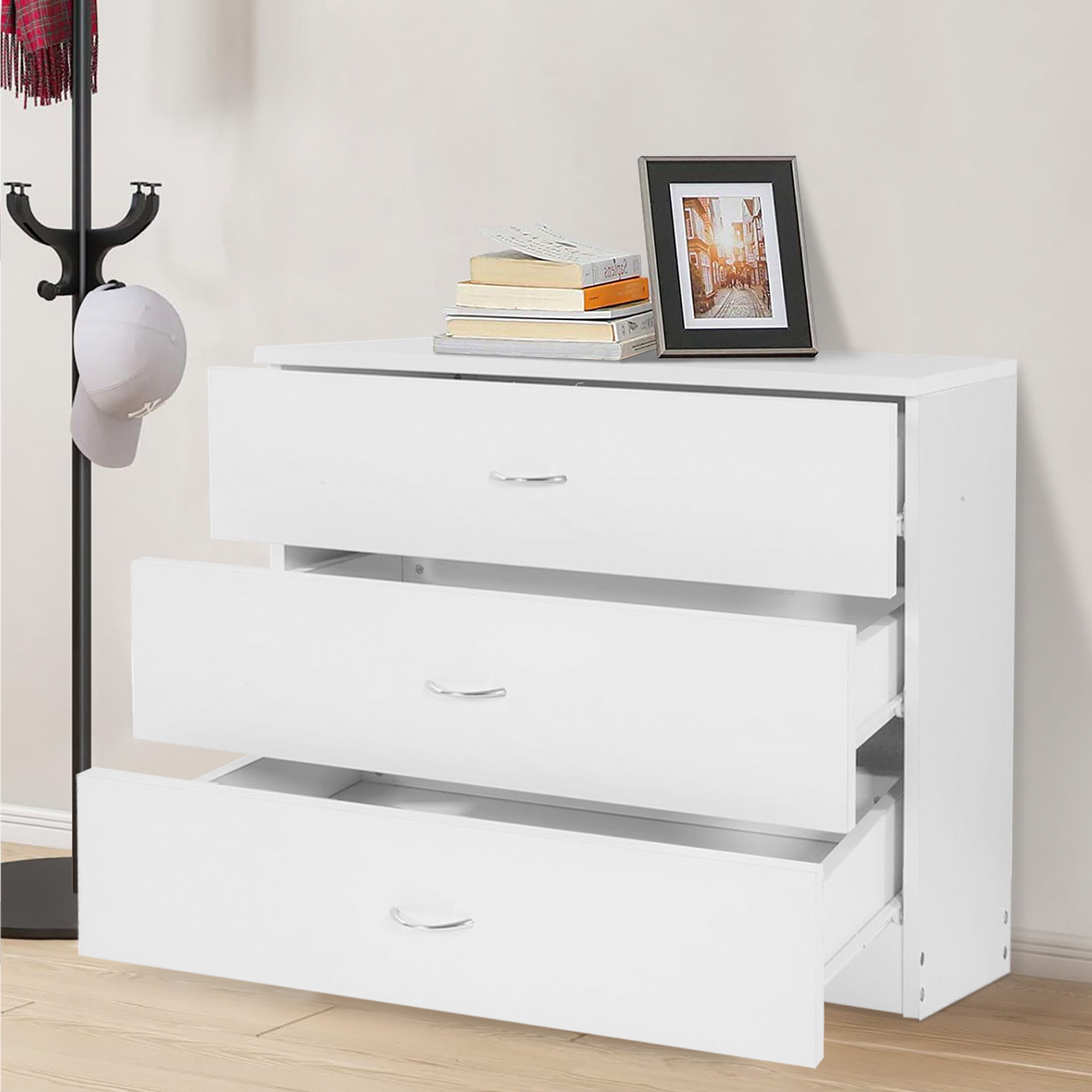 uhomepro Modern Small Nightstand, White Wood Bedroom Furniture, 2 ...