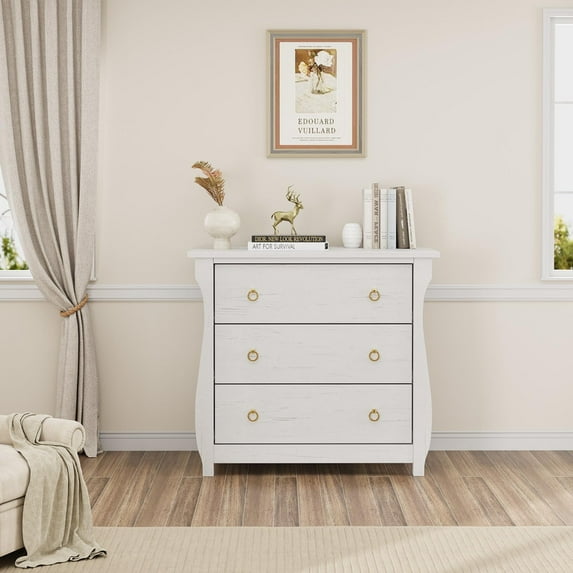 3 Drawer Dresser for Bedroom, Mid Century Modern Chest of Drawers, Wood ...