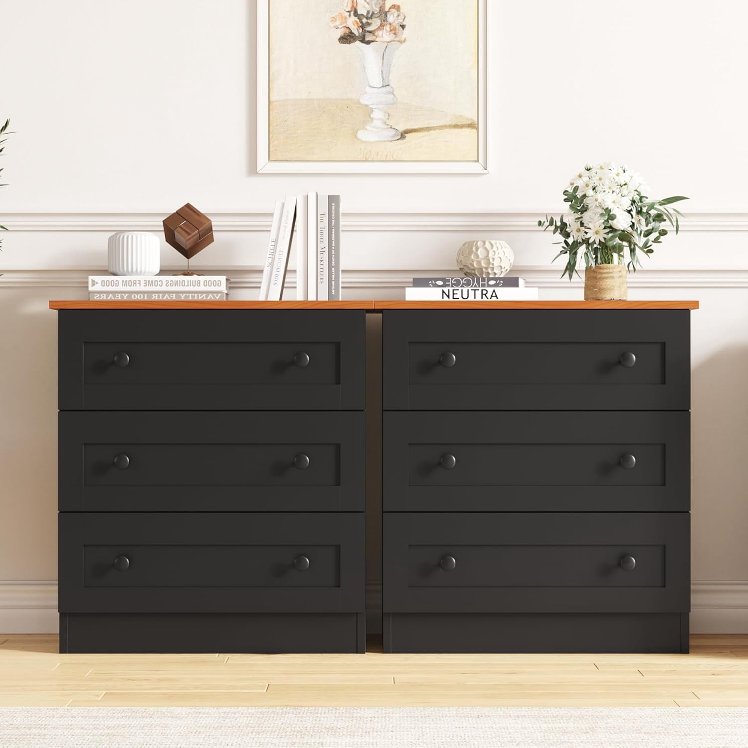 3 Drawer Dresser for Bedroom Set of 2, Small Dressers, Farmhouse Chest ...