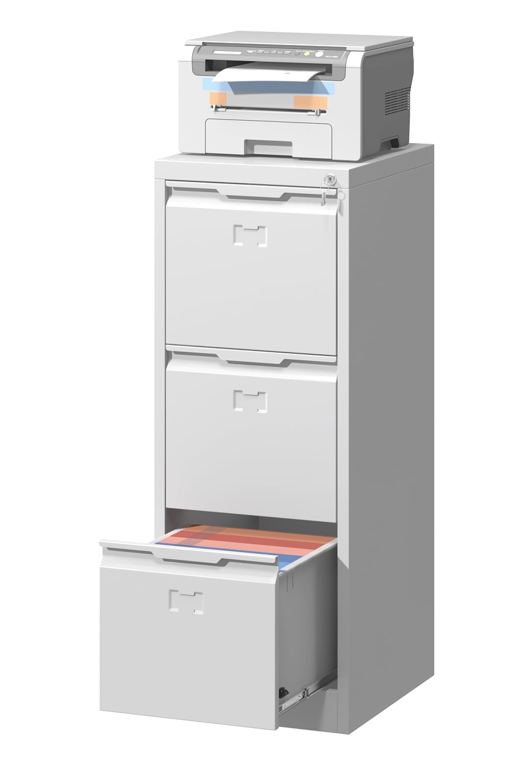 3 Drawer File Cabinet, File Cabinet with Lock, Printer Stand, Office ...