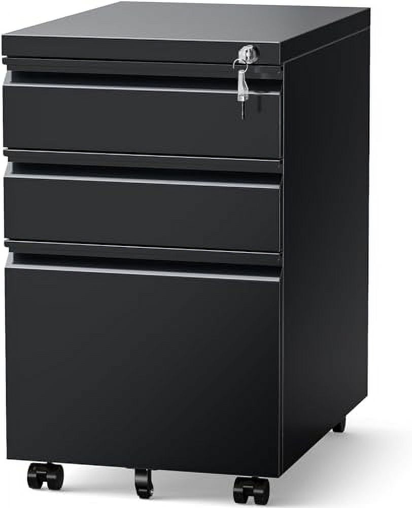 3 Drawer File Cabinet for Home Office, Under Desk Mobile Filing Cabinet ...