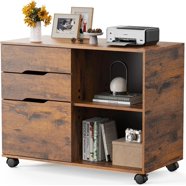 DEVAISE Wood File Cabinet, 3 Drawer Rolling Furniture with Open Shelves ...