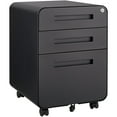 3 Drawer File Cabinet with Lock, Under Desk Mobile Metal Filing Cabinet ...
