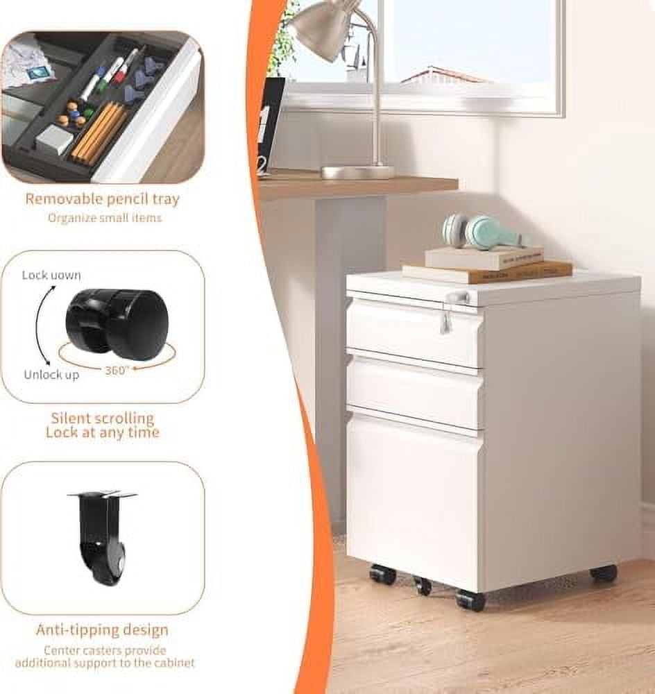 3 Drawer File Cabinet with Lock, File Cabinets for Home Office,Under ...