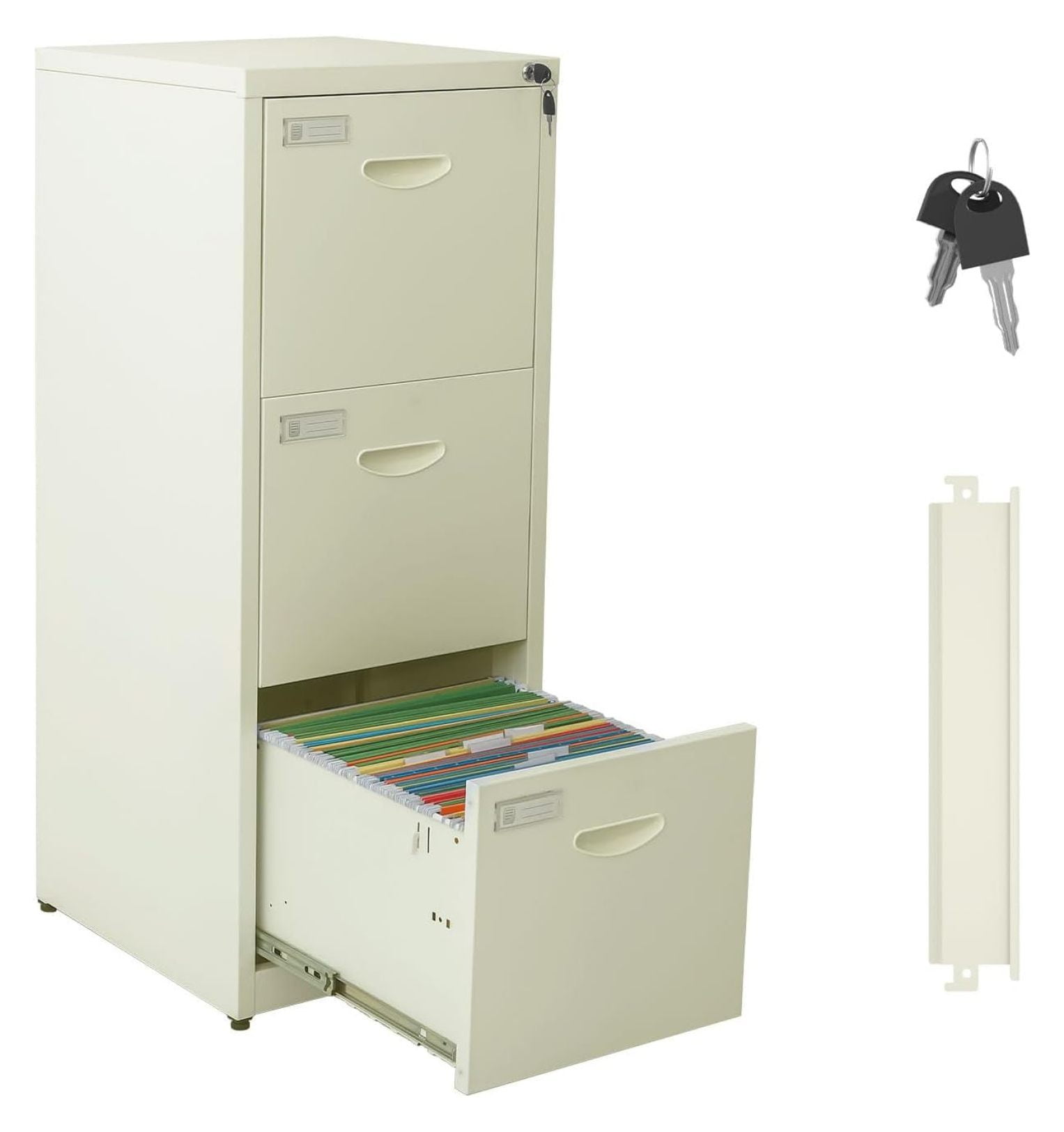 3 Drawer File Cabinet with Lock，Filing Cabinets for Home Office, Metal ...