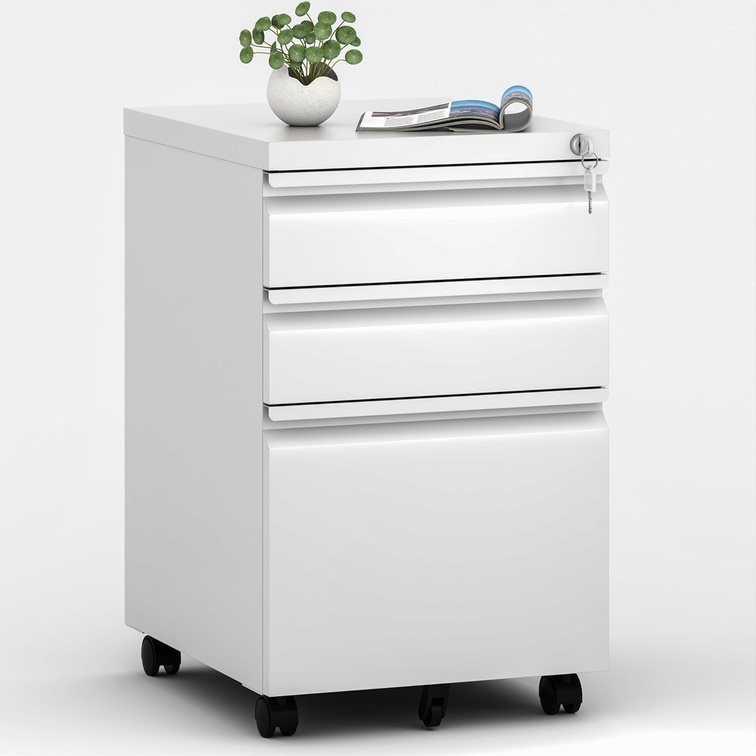 3 Drawer File Cabinet with Lock Filing Cabinets for Office Metal ...