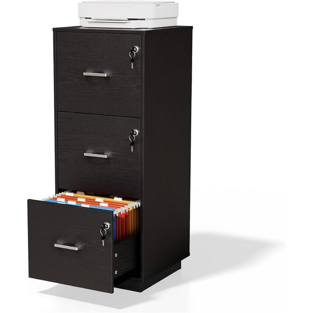 3 Drawer File Cabinet with Lock, Home Office Filing Organizer, for ...