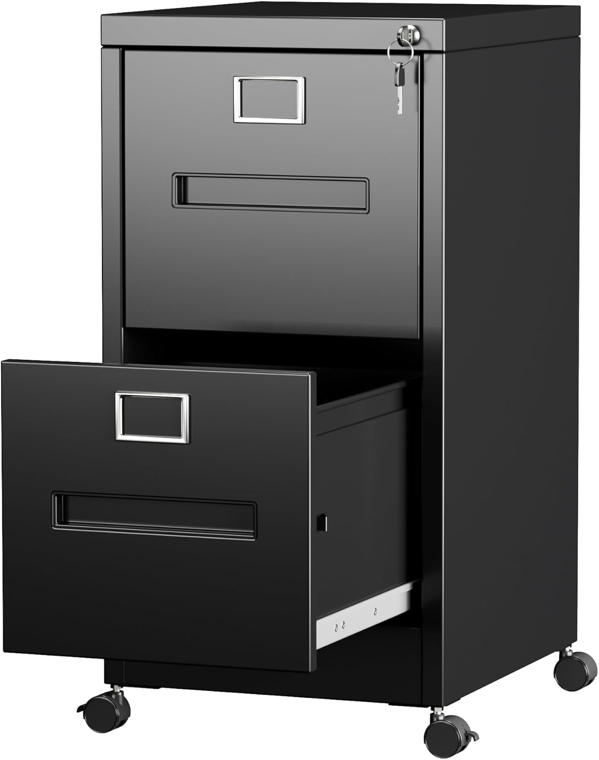 3 Drawer File Cabinet with Lock,Metal Filing Cabinet with Wheels for ...