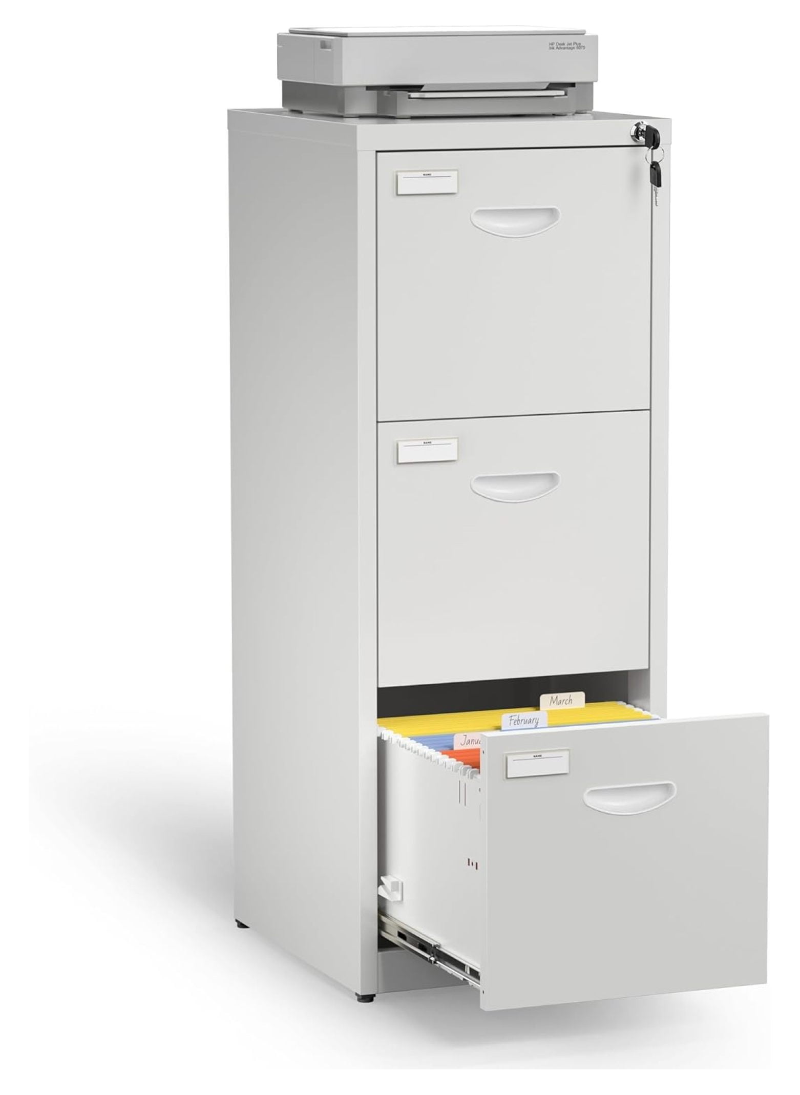 3 Drawer File Cabinet with Lock, Metal Filing Cabinets for Home Office ...