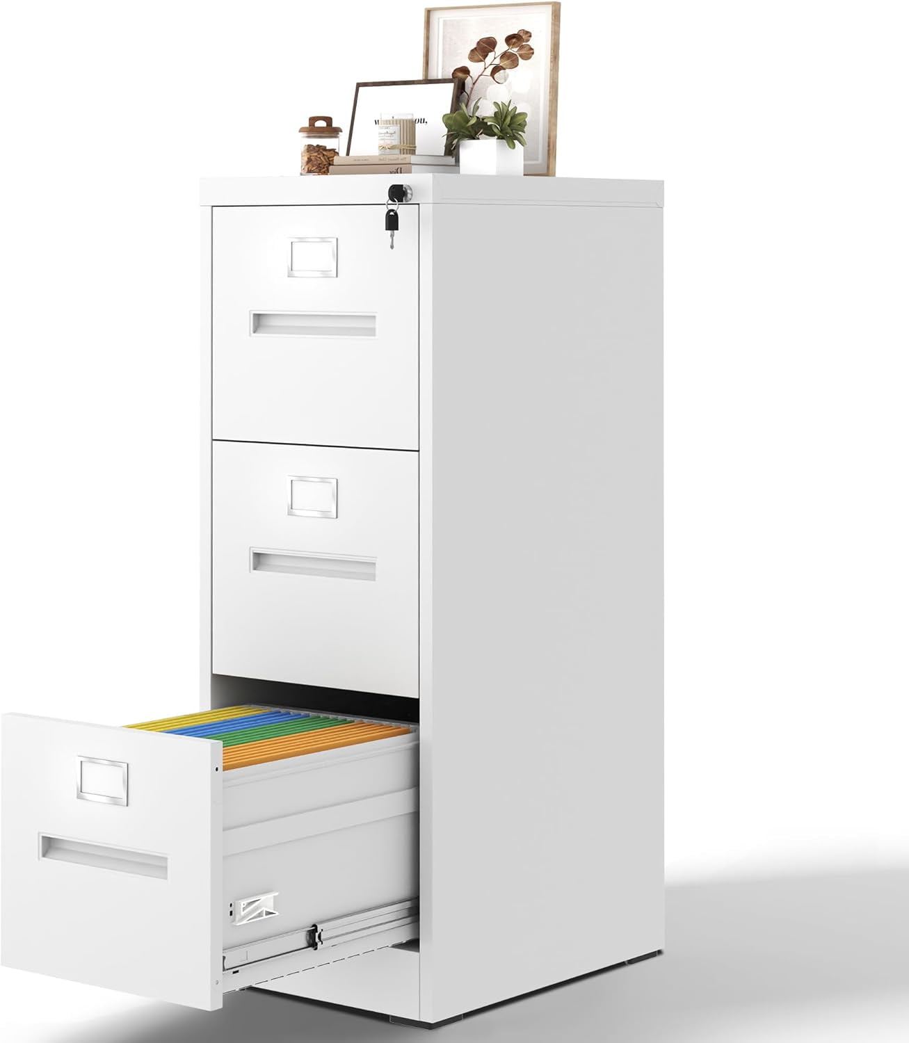 3 Drawer File Cabinet with Lock, Metal Filing Cabinets for Home Office ...