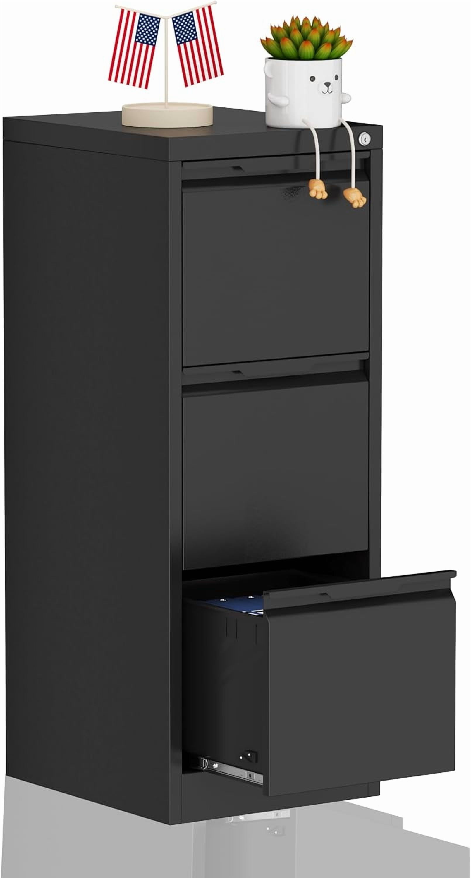3-Drawer File Cabinet with Lock,Metal Vertical Filing Cabinets for Home ...