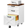 3 Drawer File Cabinet with Lock, Mobile Farmhouse Filing for A4/Letter ...