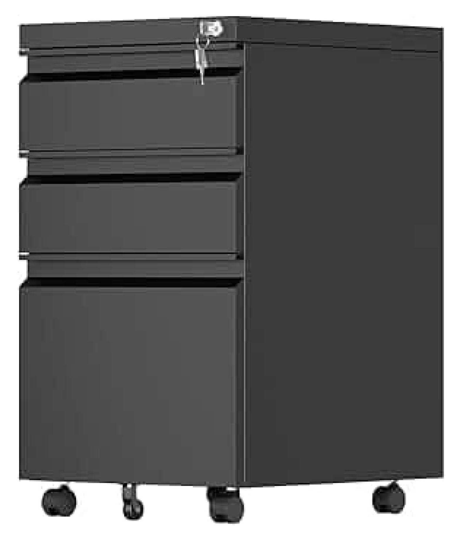3 Drawer File Cabinet with Lock, Mobile Filing Cabinet - Metal Office ...