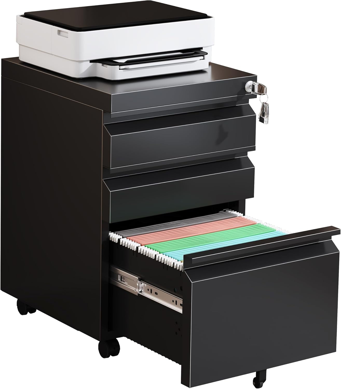 3 Drawer File Cabinet with Lock, Small Filing Cabinets for Home Office ...