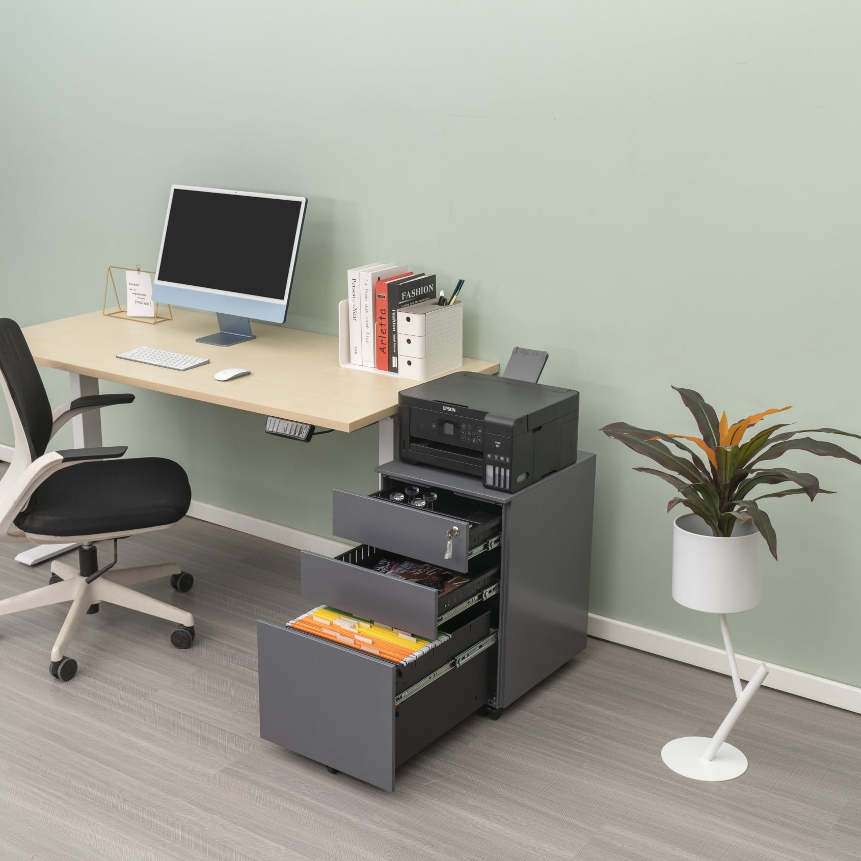 Triple Tree 3 Drawer File Cabinet with Lock, Steel Mobile Office ...