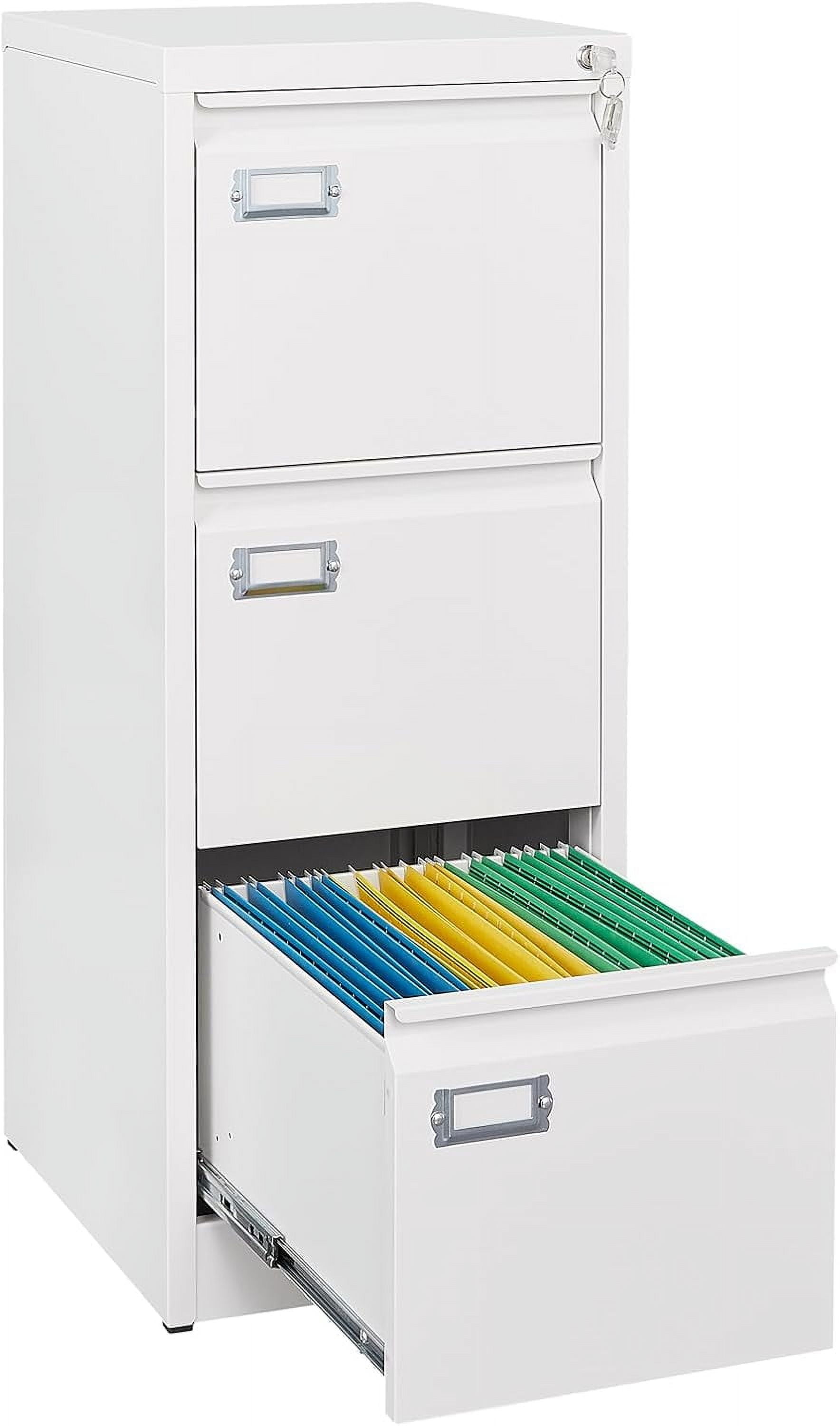 3 Drawer File Cabinet with Lock and Tag,Narrow Three Drawer Filing ...
