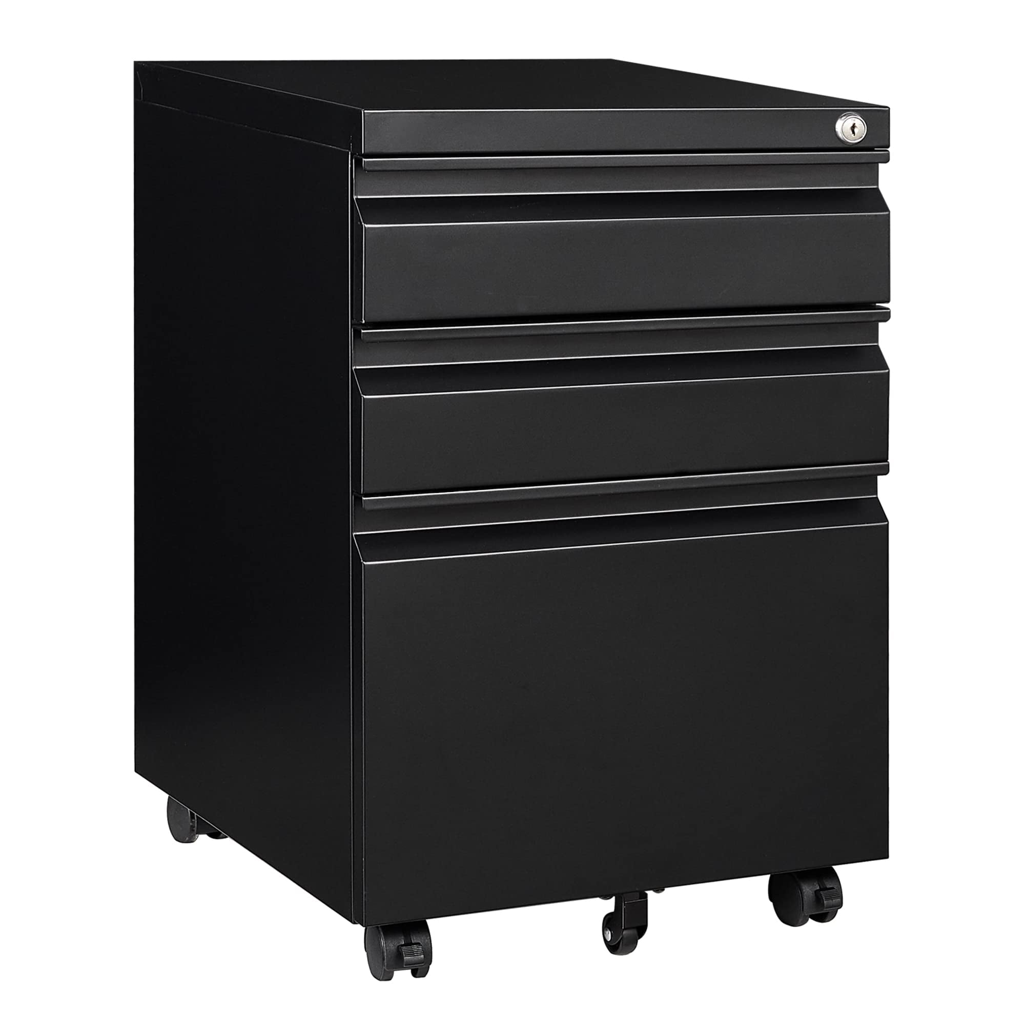 3 Drawer File Cabinet with Lock,Under Desk File Cabinet with Wheels ...