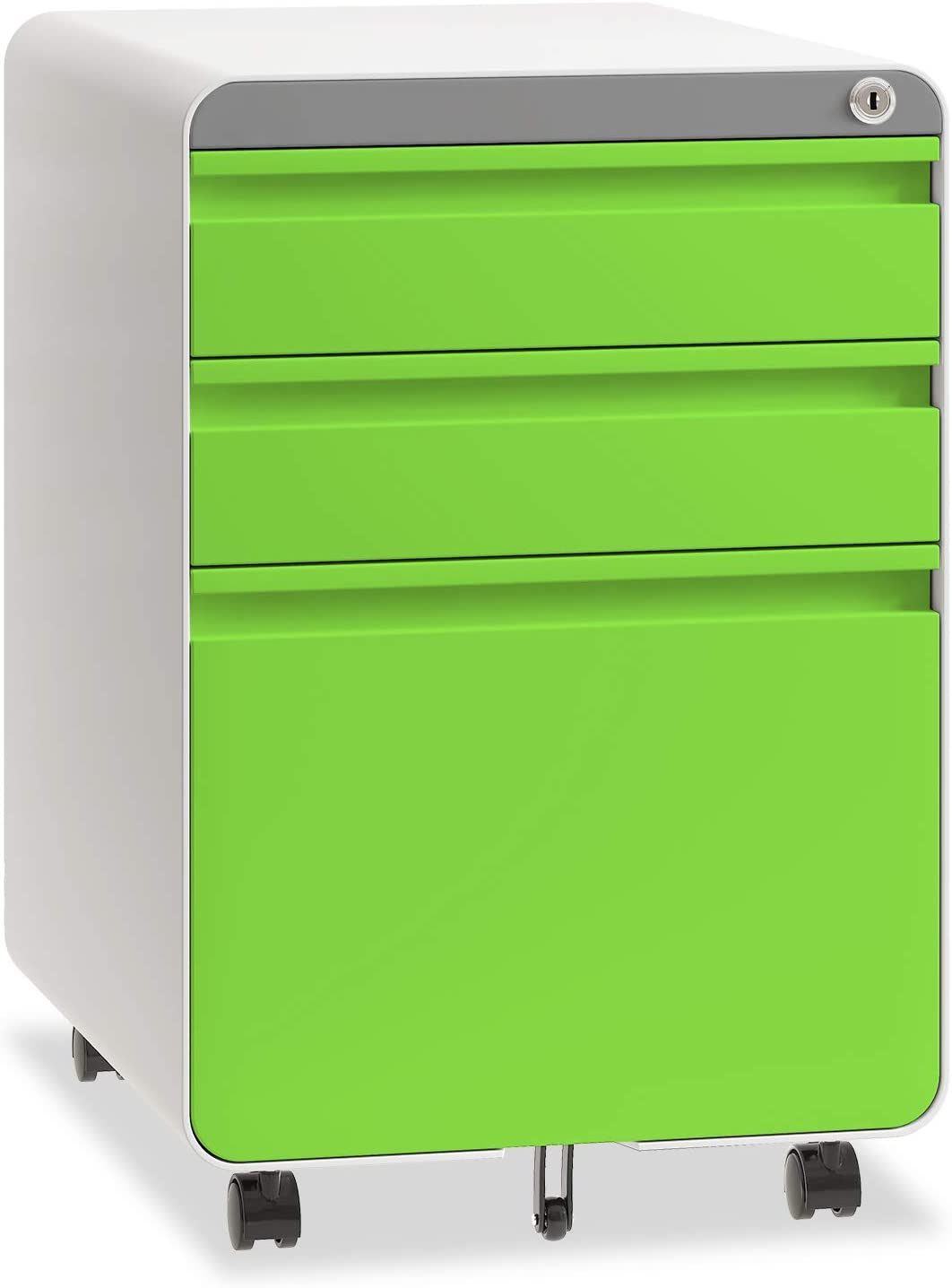 3 Drawer File Cabinet Metal Filing Cabinets with Lock Wheels for A4 ...