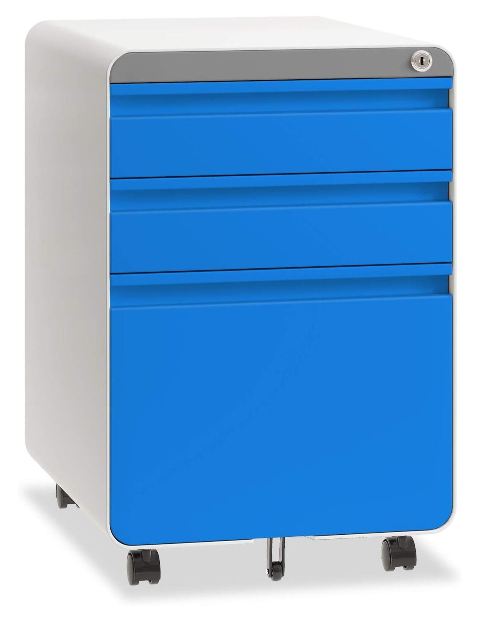 3 Drawer File Cabinet, Metal Filing Cabinets with Lock Wheels & Hanging ...