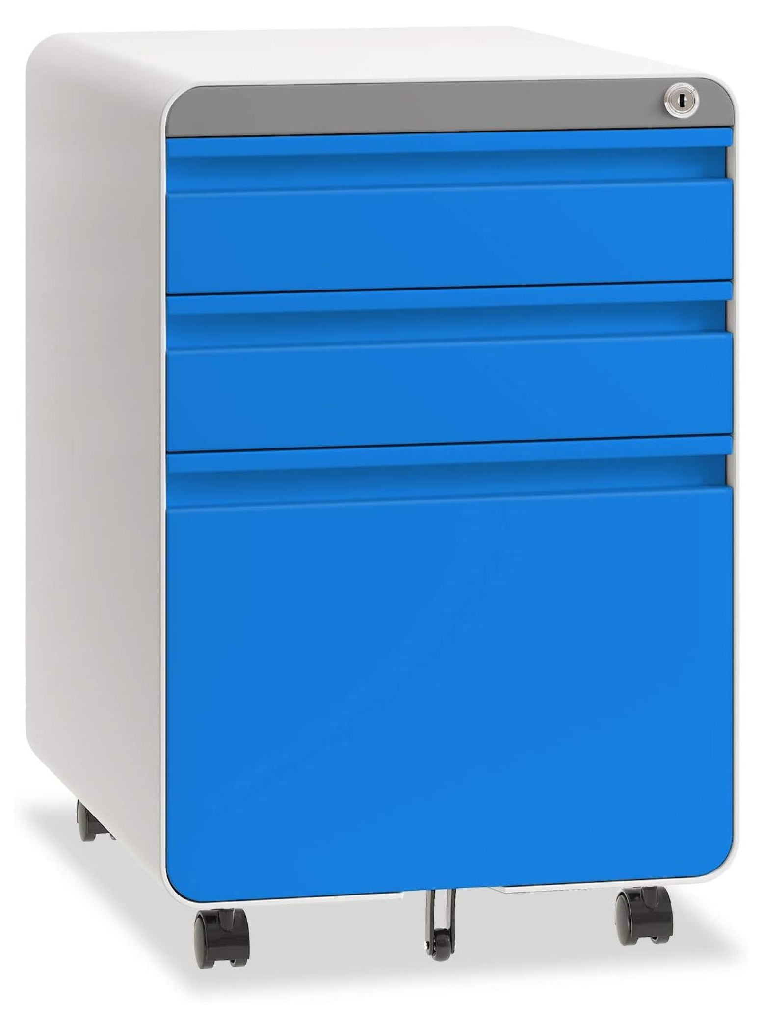 3 Drawer File Cabinet, Metal Filing Cabinets with Lock Wheels & Hanging ...