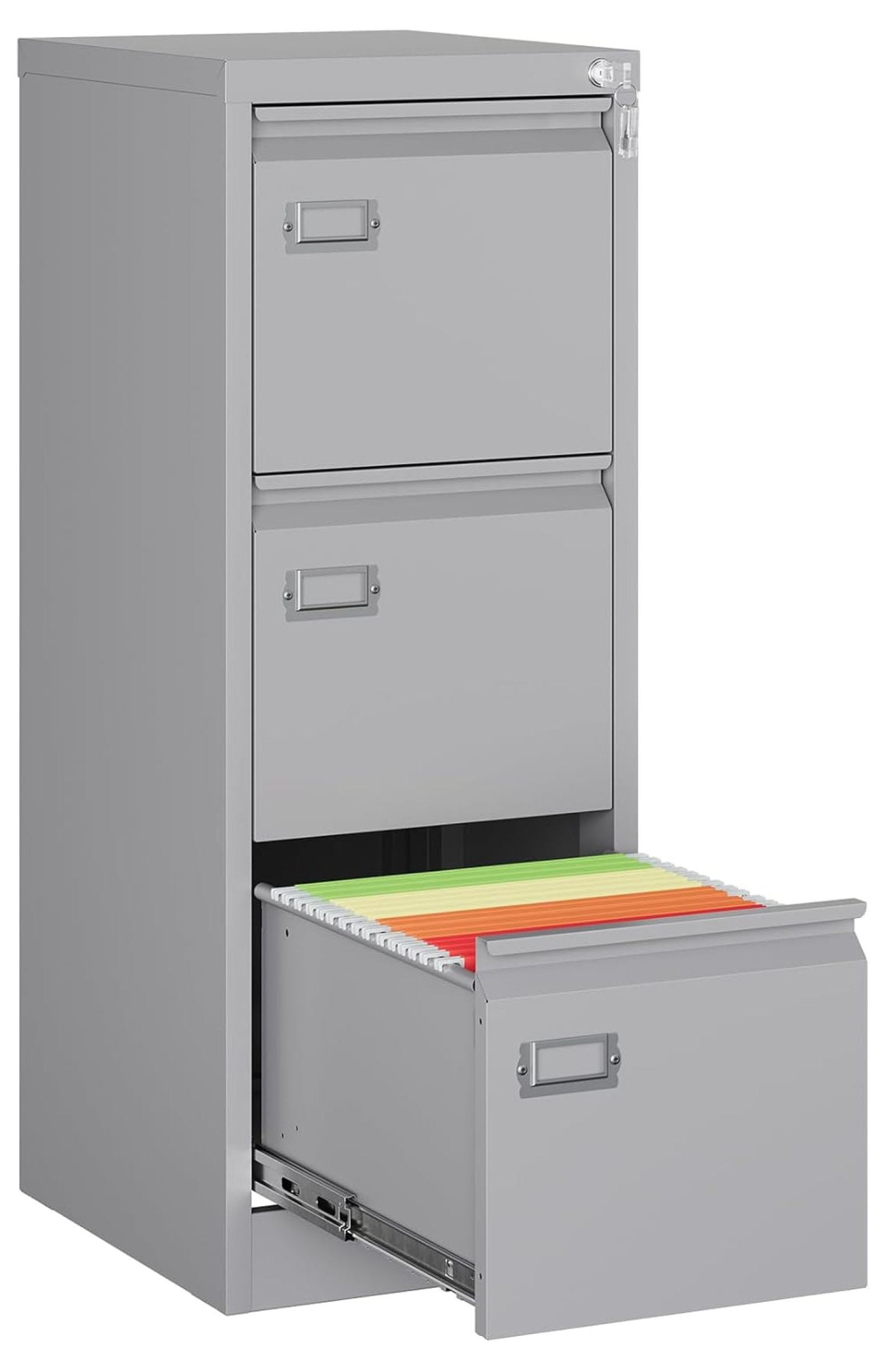 3 Drawer File Cabinet, Metal Vertical Filing Cabinets with Lock, Home ...