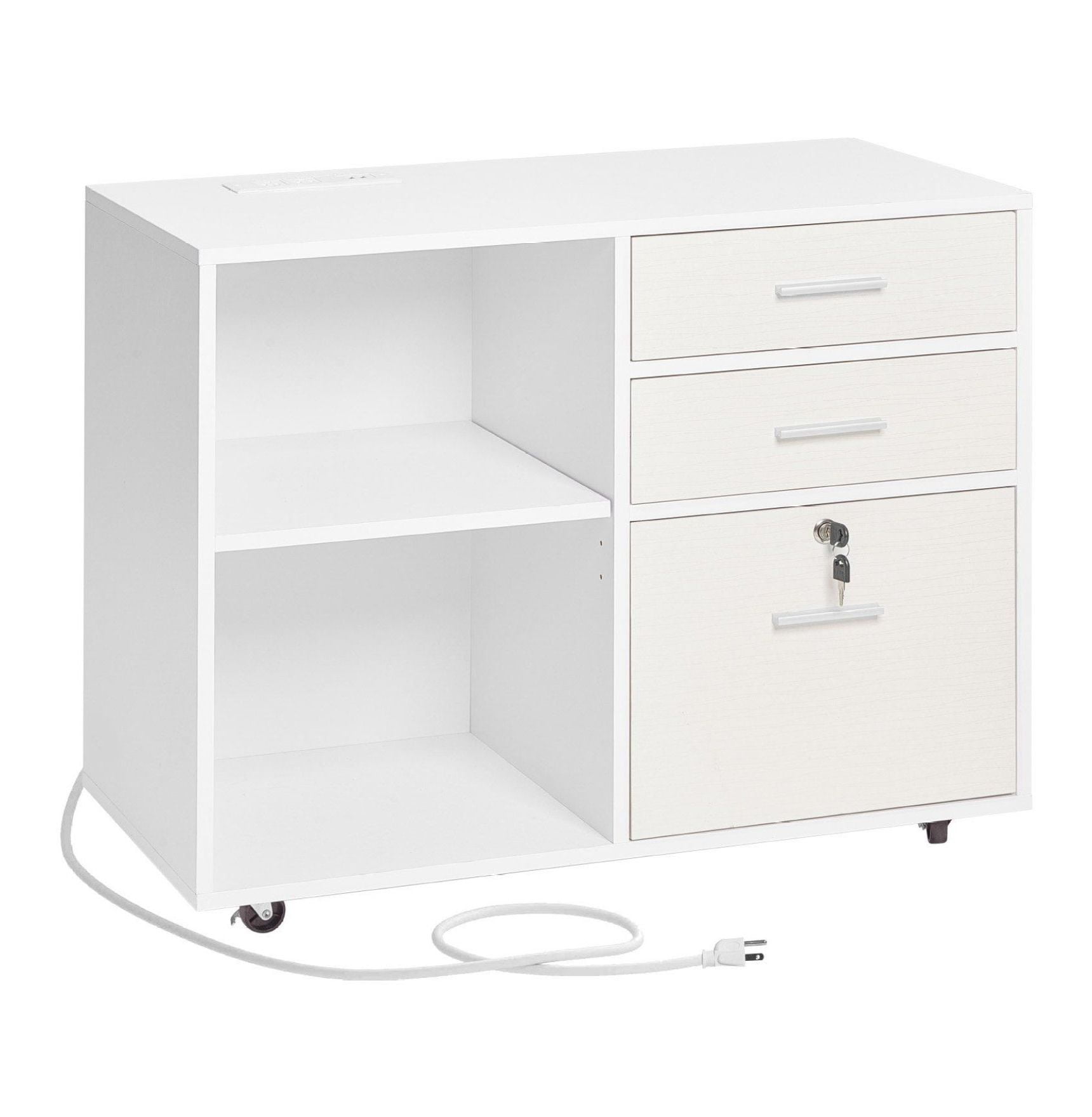 3 Drawer File Cabinet, Mobile Filing Cabinet with Light Strip, Lockable ...