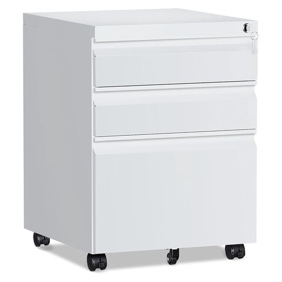 3 Drawer File Cabinet，Mobile Filing Cabinet with Lock and Wheels，Un ...