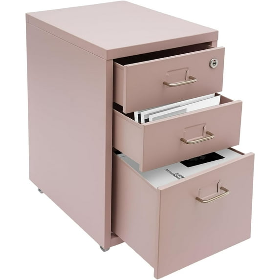 3 Drawer File Cabinet, Mobile Vertical Filing Cabinets with Lock and ...