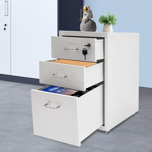 3 Drawer File Cabinet Rolling Locking File Cabinet Cabinets with Wheels ...