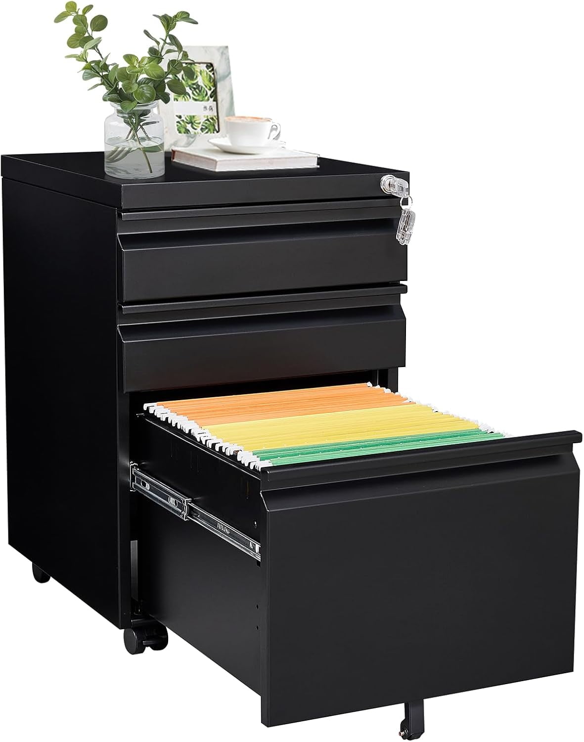 3 Drawer File Cabinet,Under Desk File Cabinet with Drawers, Metal File Cabinet,Small Filing ...